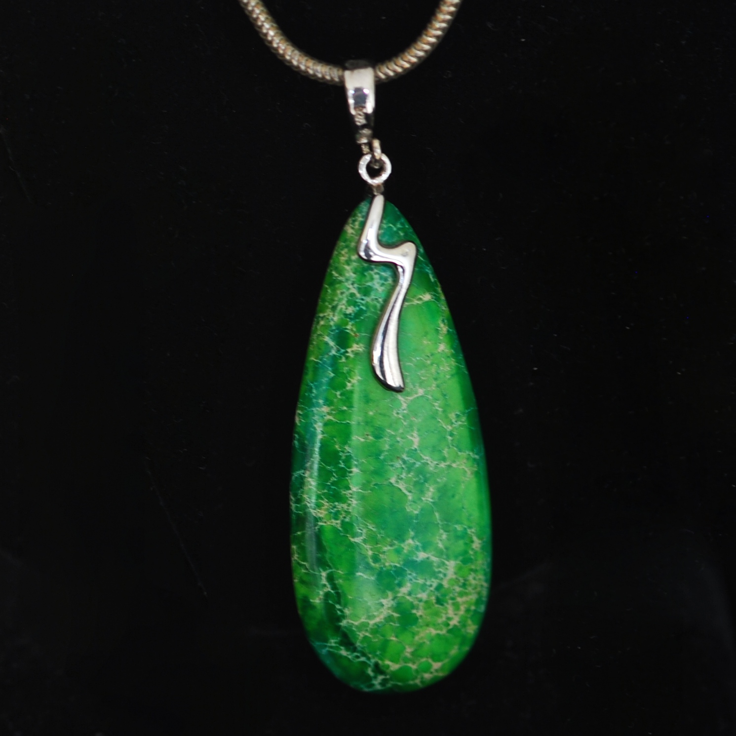 Monet 1970’s Bright Apple Green Turquoise Pendant On 36″ Chain – 925 ...