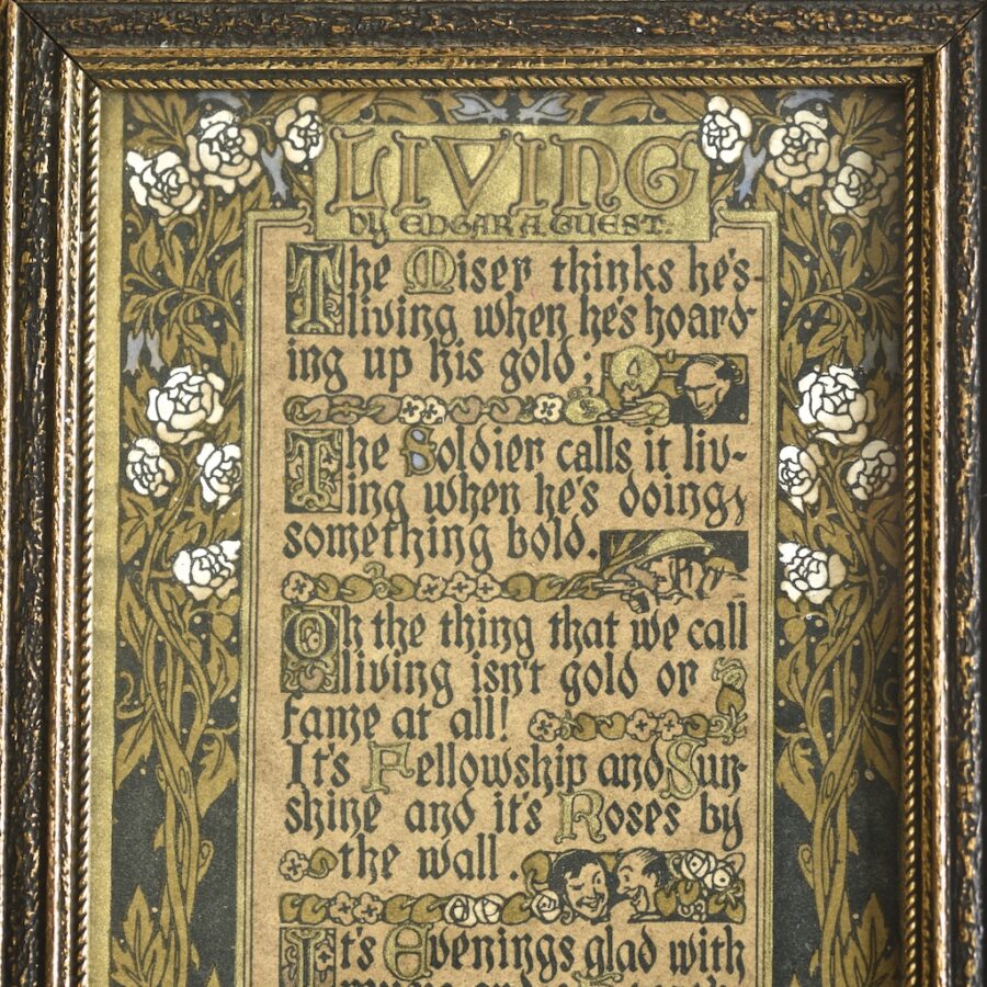 “Living” 1920’s Original Calligraphy & Art ~ A Poem By Edgar A. Guest ...